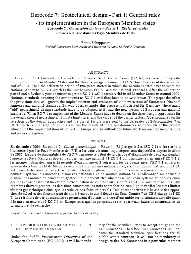 Eurocode 7: Geotechnical Design - Part 1: General Rules - Its ...