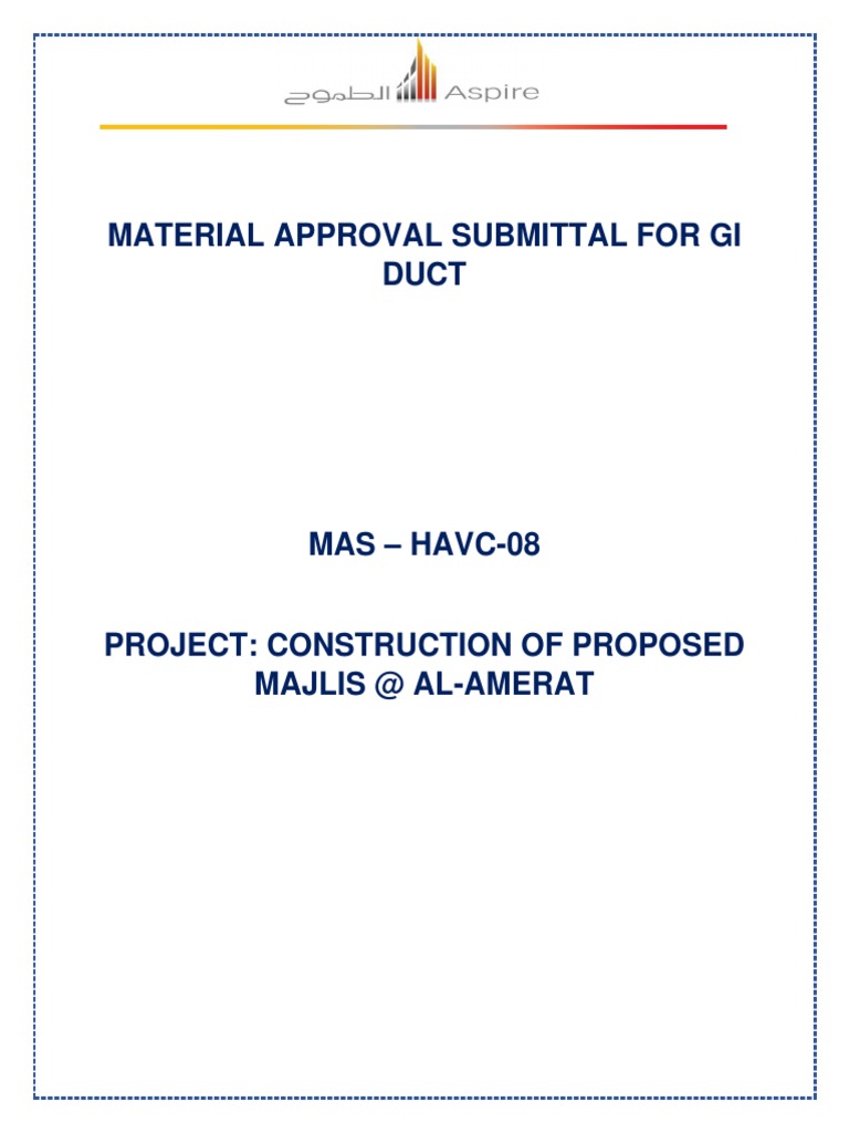 Material Approval Submittal For Gi Duct | PDF