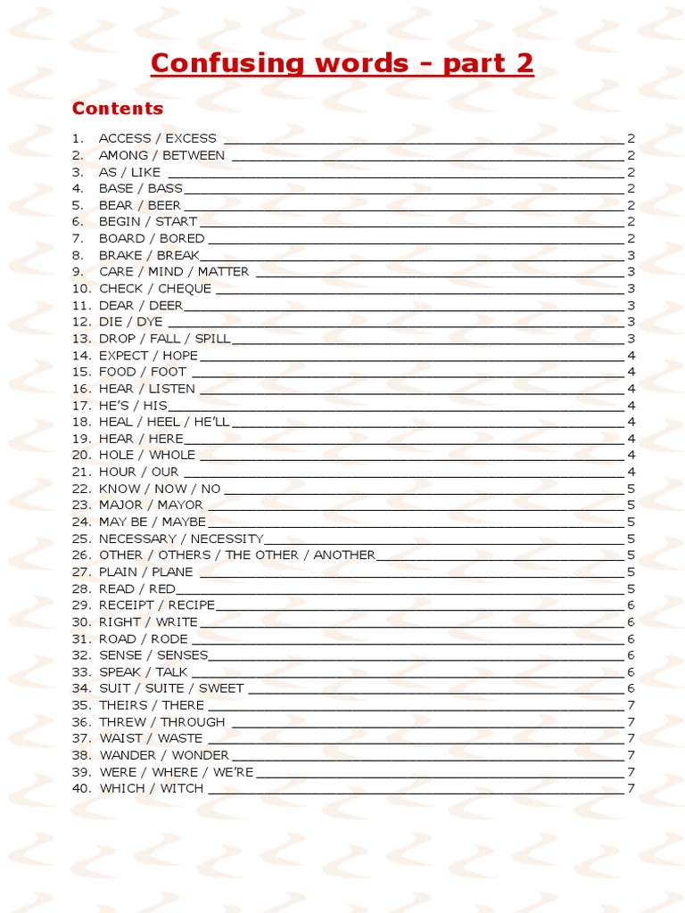 Confusing Words Part 2 85925 | PDF