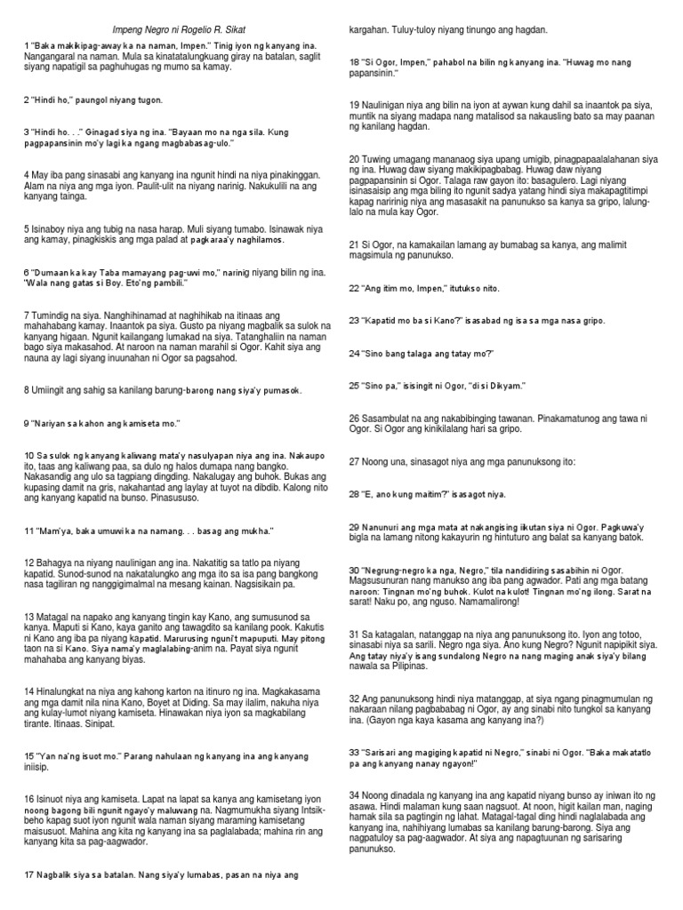 Impeng Negro by Rogelio Sikat | PDF