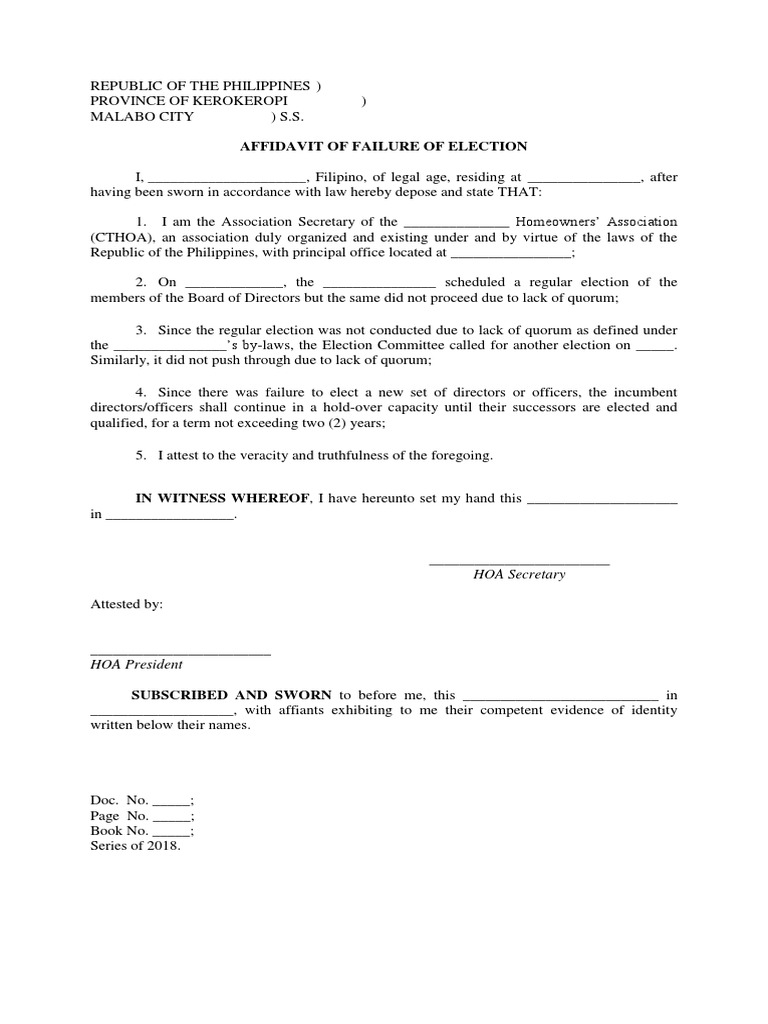 Affidavit of Failure of Election | PDF | Law