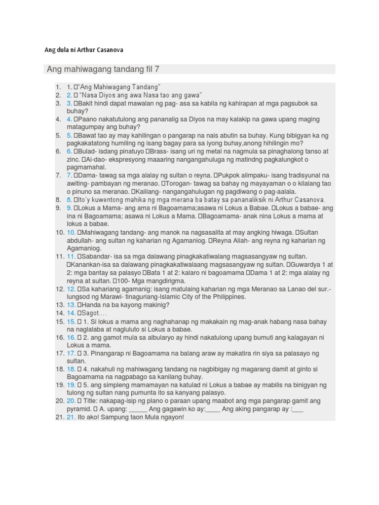 Ang Dula Ni Arthur Casanova | PDF