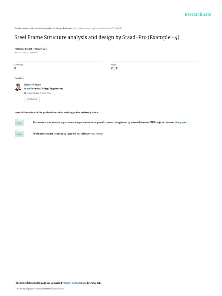 Steel Frame Structure Analysis and Design by Staad-Pro (Example - 4 ...
