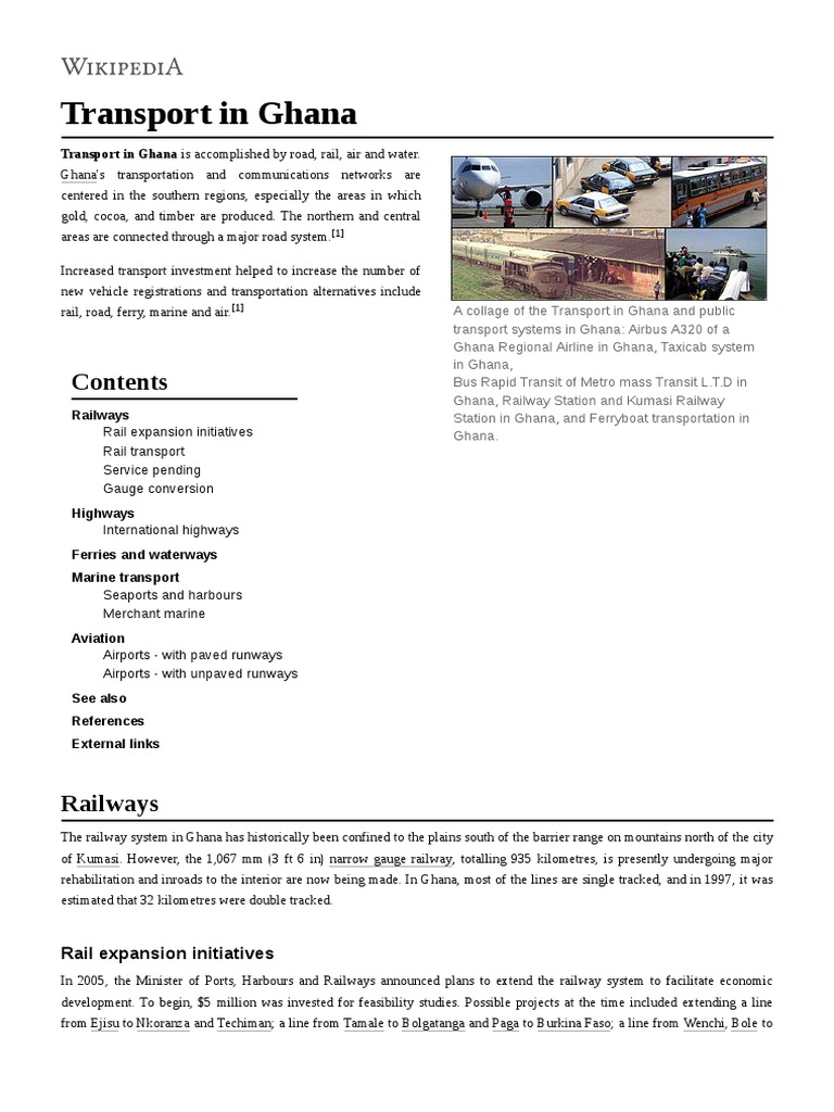 Transport Infrastructure and Systems in Ghana: An Overview of the ...