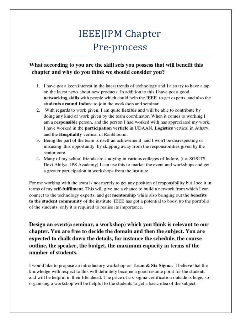 IEEE - IPM Chapter Pre-Process | Download Free PDF | Six Sigma | Business