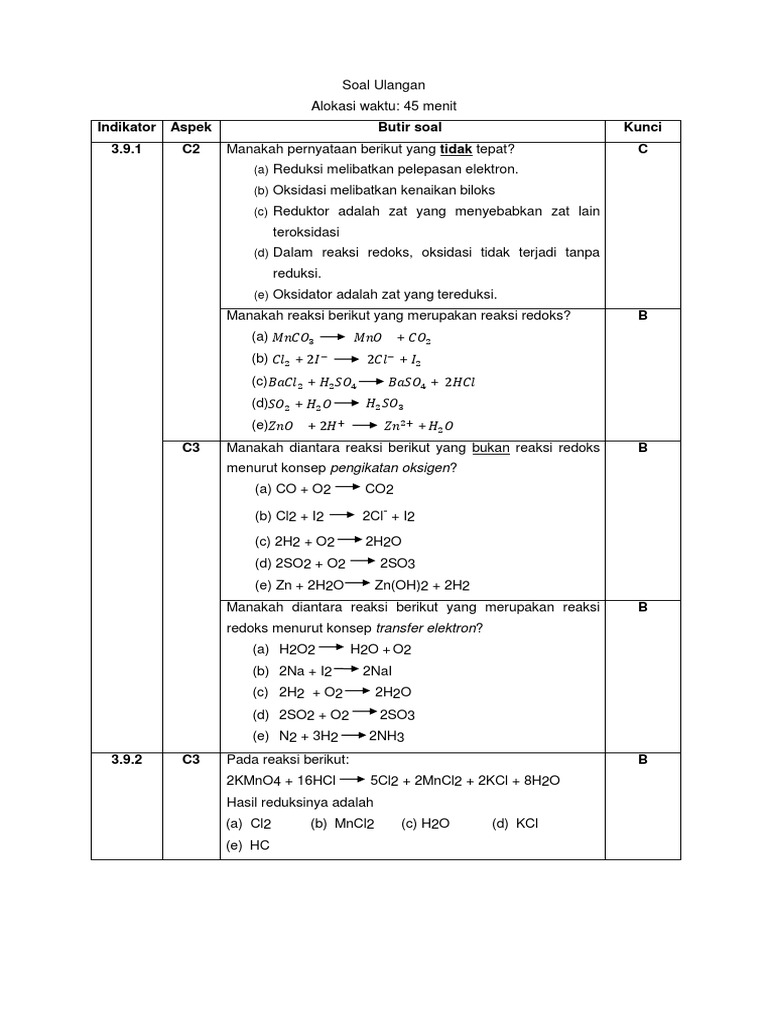 Soal Redoks | PDF