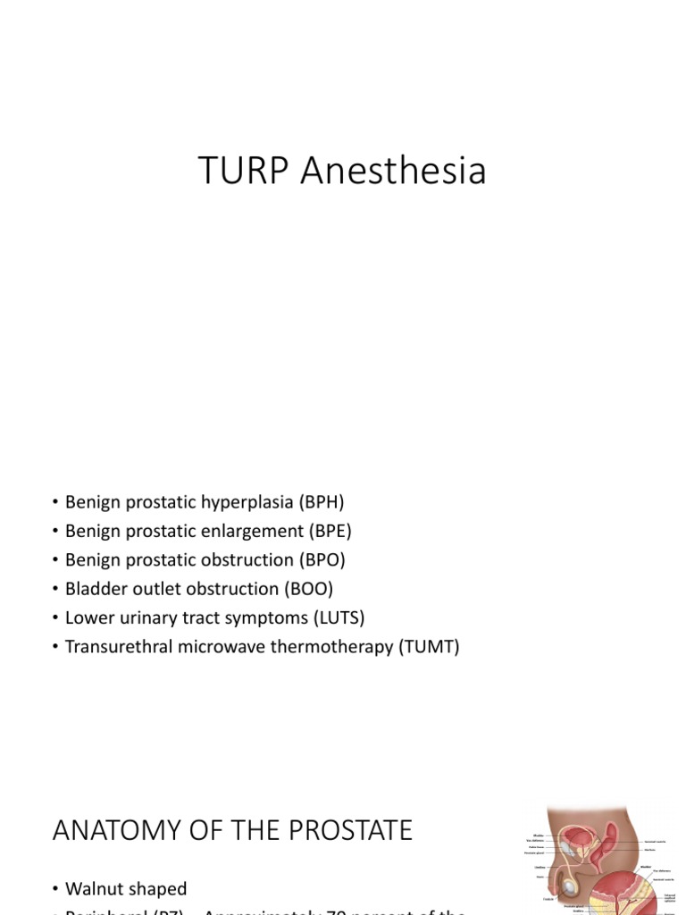 TURP Anesthesia and Prostate Treatment Guide | PDF | Prostate | Urology