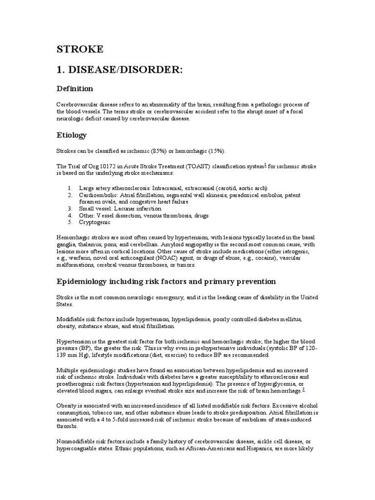 Stroke 1. Disease/Disorder | PDF | Stroke | Thrombosis