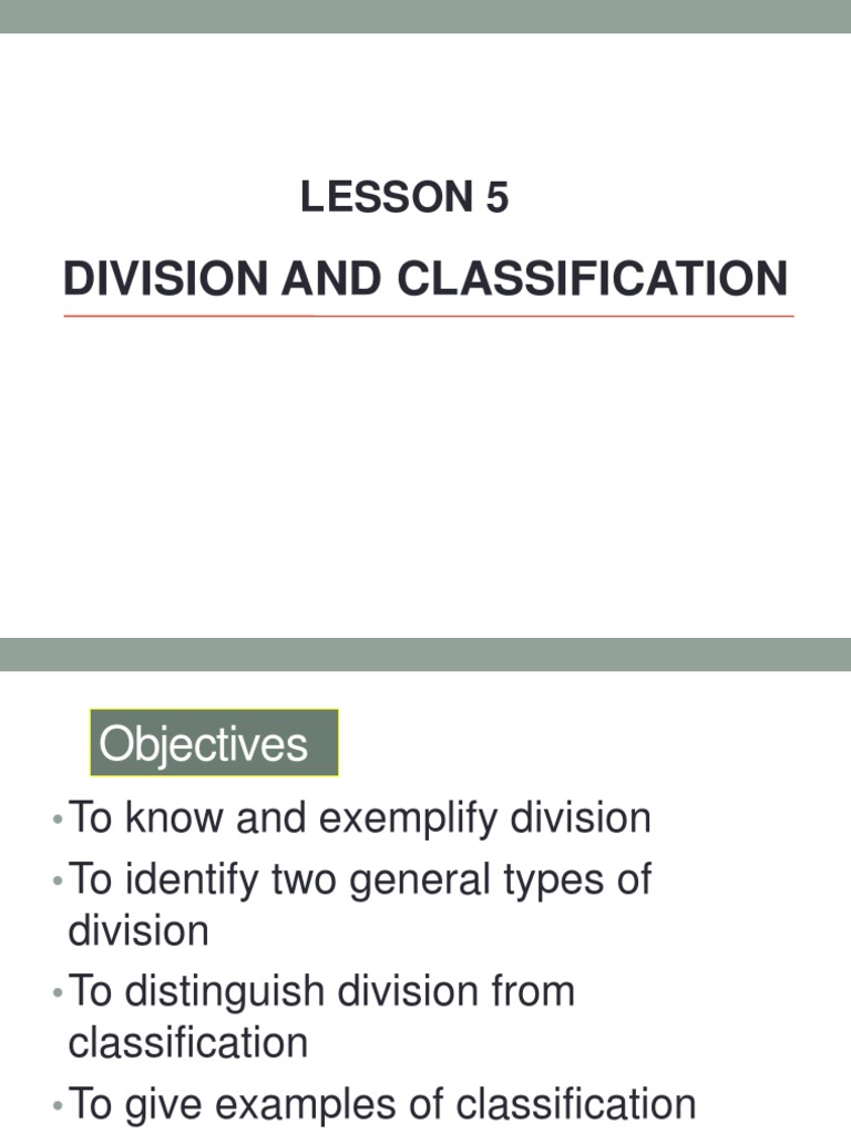 Lesson 5 Division and Classification | PDF | Taxonomy (Biology ...