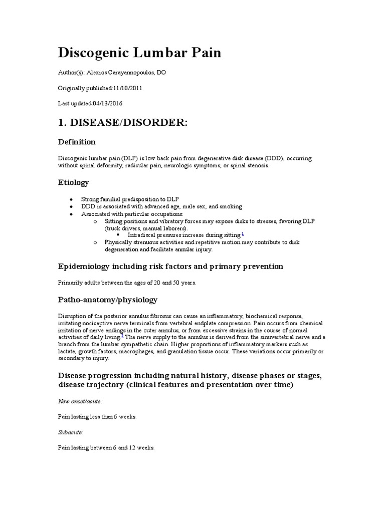 Discogenic Lumbar Pain Aaprm | PDF