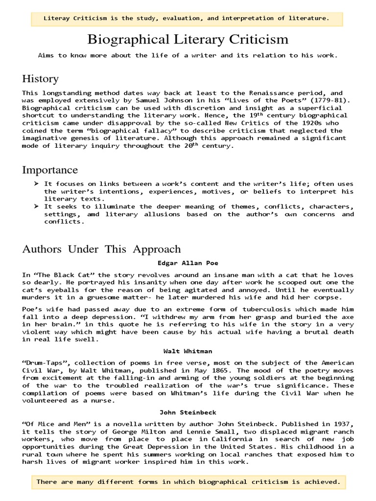 Understanding Literature Through Biography: An Introduction to ...