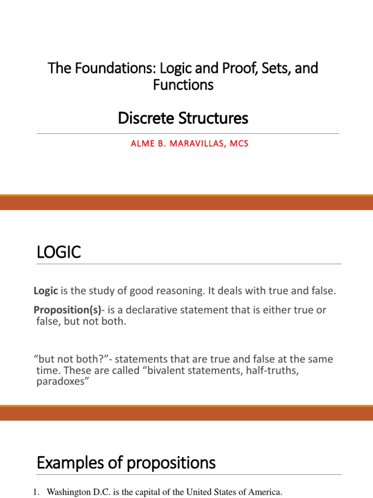 The Foundations: Logic and Proof, Sets, and Functions Discrete Structures | PDF | If And Only If ...