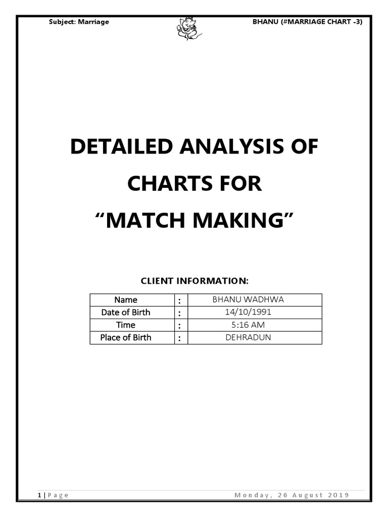 Detailed Analysis of Charts For "Match Making" | PDF | Planets In ...