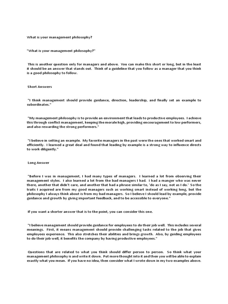 Defining Your Management Philosophy | PDF | Leadership | Applied Psychology