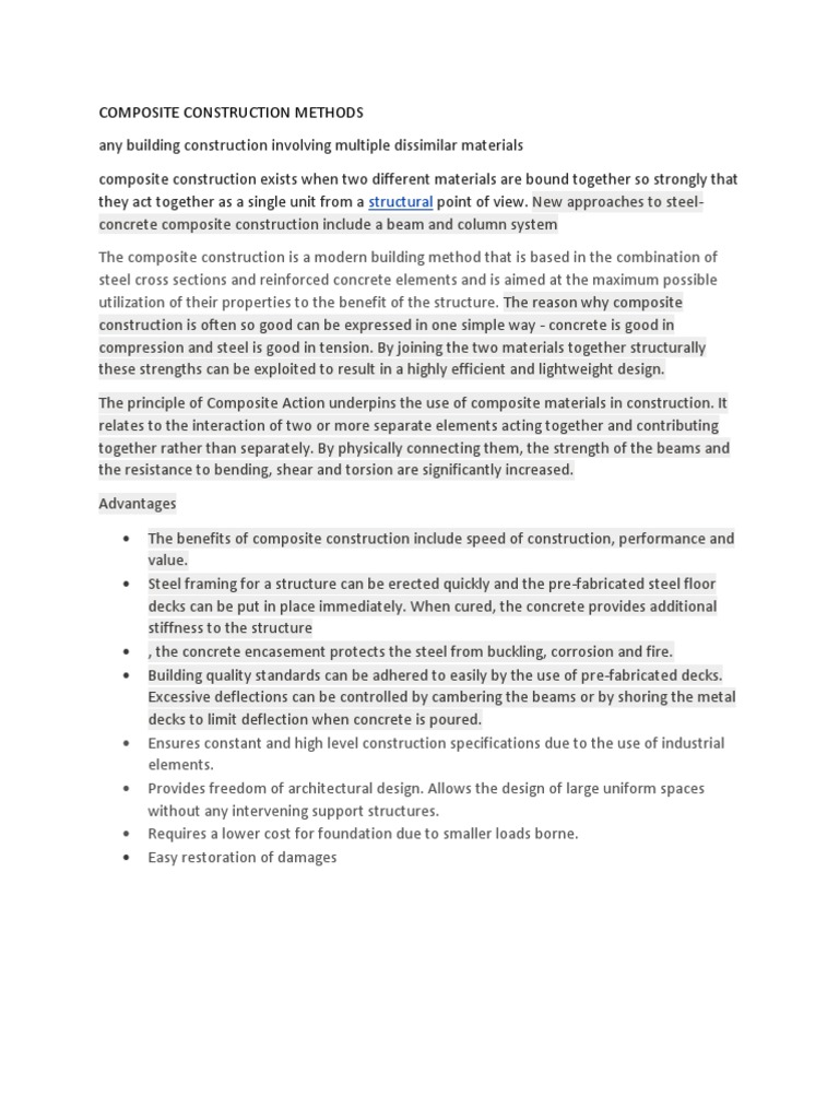 Composite Construction Methods | PDF | Beam (Structure) | Composite ...