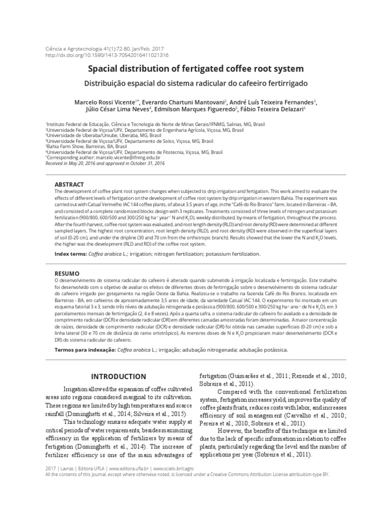 Spacial Distribution of Fertigated Coffee Root System | PDF ...