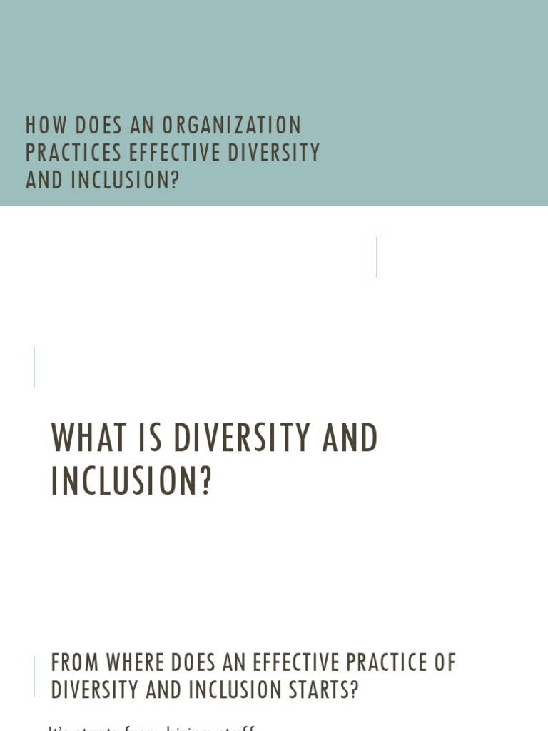 Diversity and Inclusion | PDF