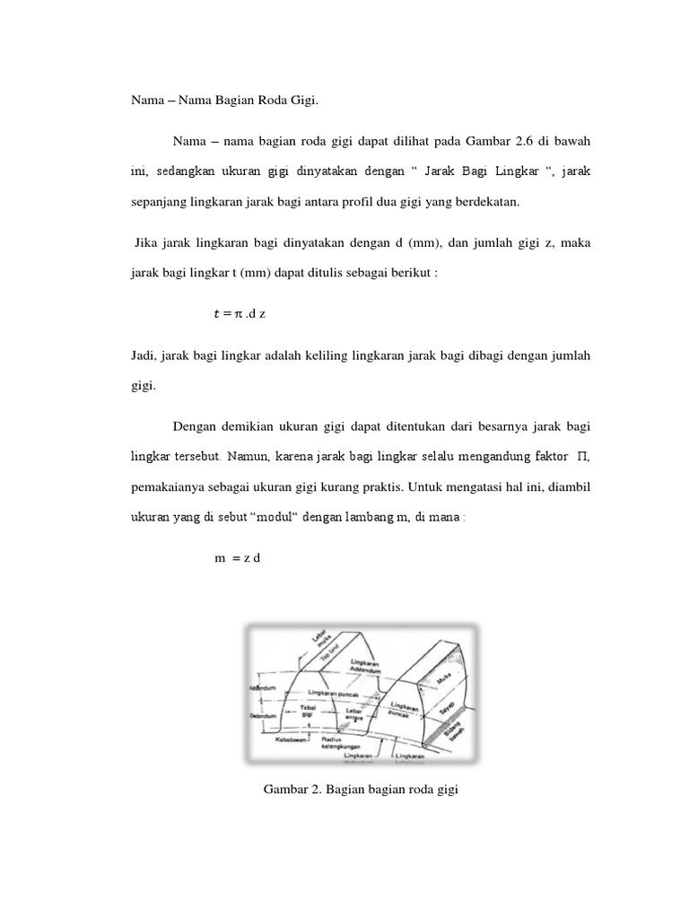Rumus dan Bagian Roda Gigi | PDF | Sains & Matematika