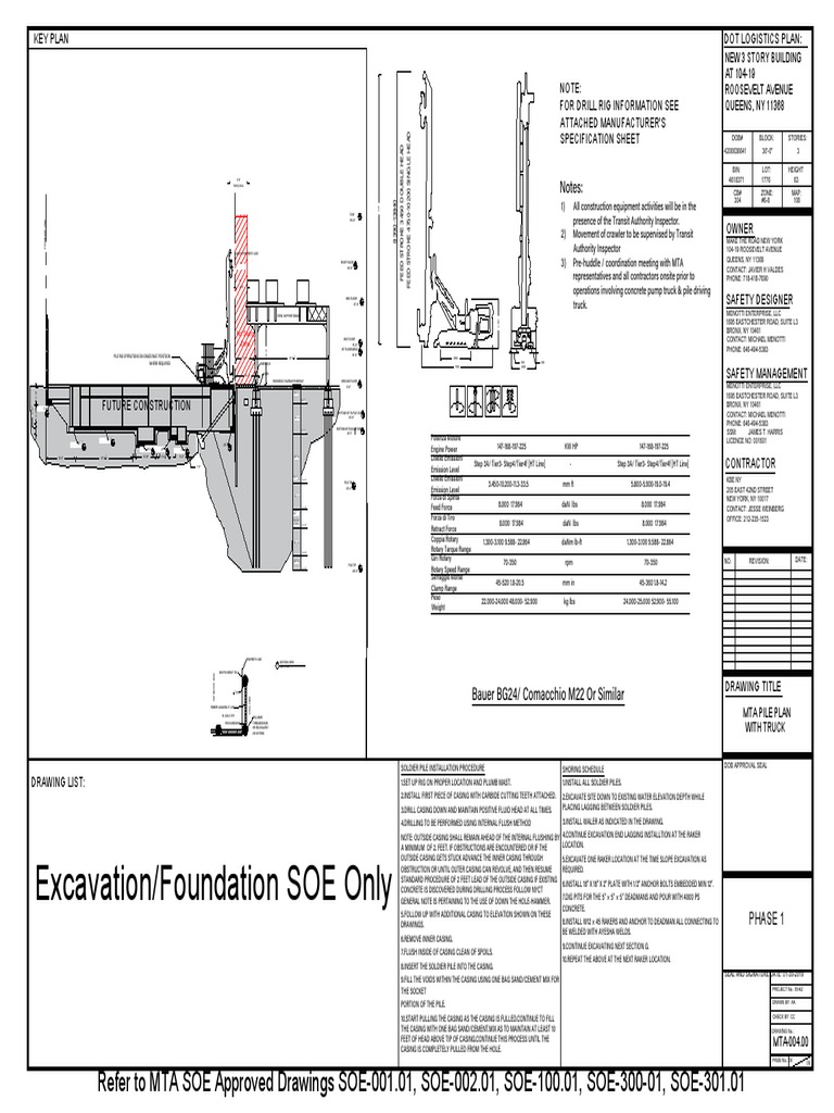 Refer To MTA SOE Approved Drawings SOE-001.01, SOE-002.01, SOE-100.01 ...