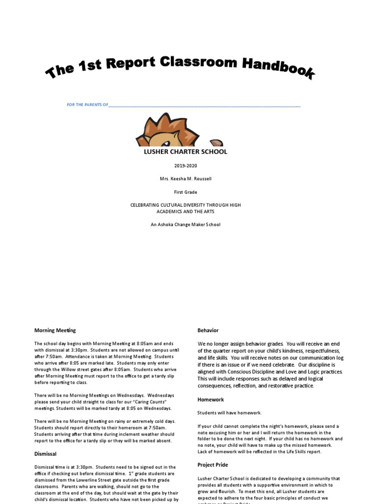 Classroom Handbook 2019 | PDF | Homework | Schools