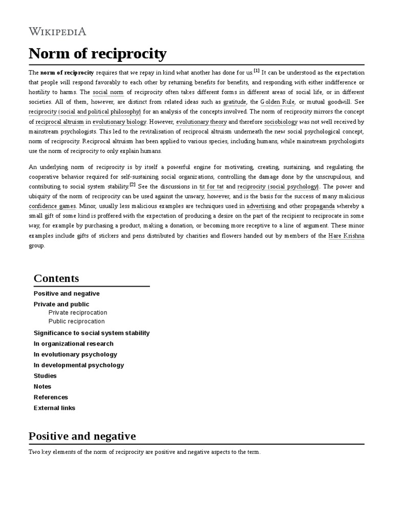 Norm of Reciprocity | PDF | Metaphysics Of Mind | Action (Philosophy)