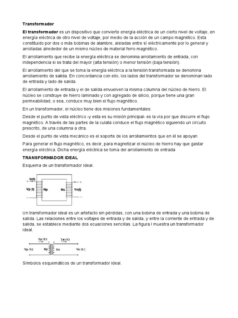 Transformador Ideal | PDF | Transformador | Energia electrica