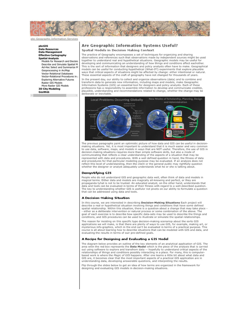 Are Geographic Information Systems Useful?: Spatial Models in Decision ...