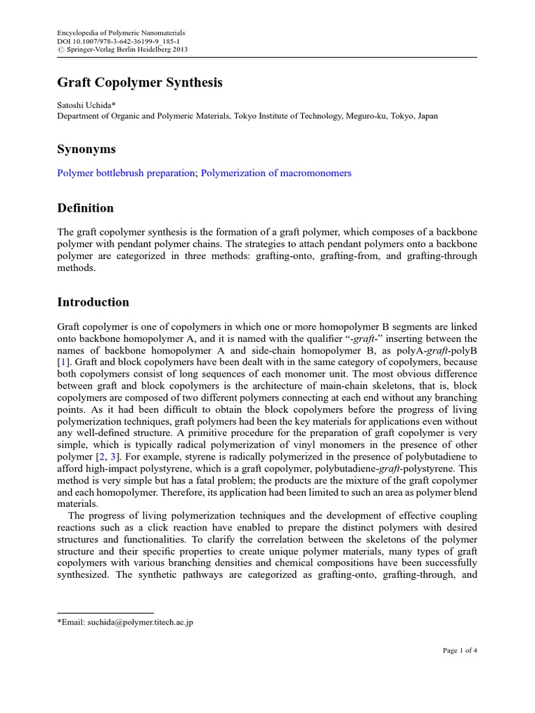 Graft Copolymer Synthesis: Synonyms | PDF | Copolymer | Polymers