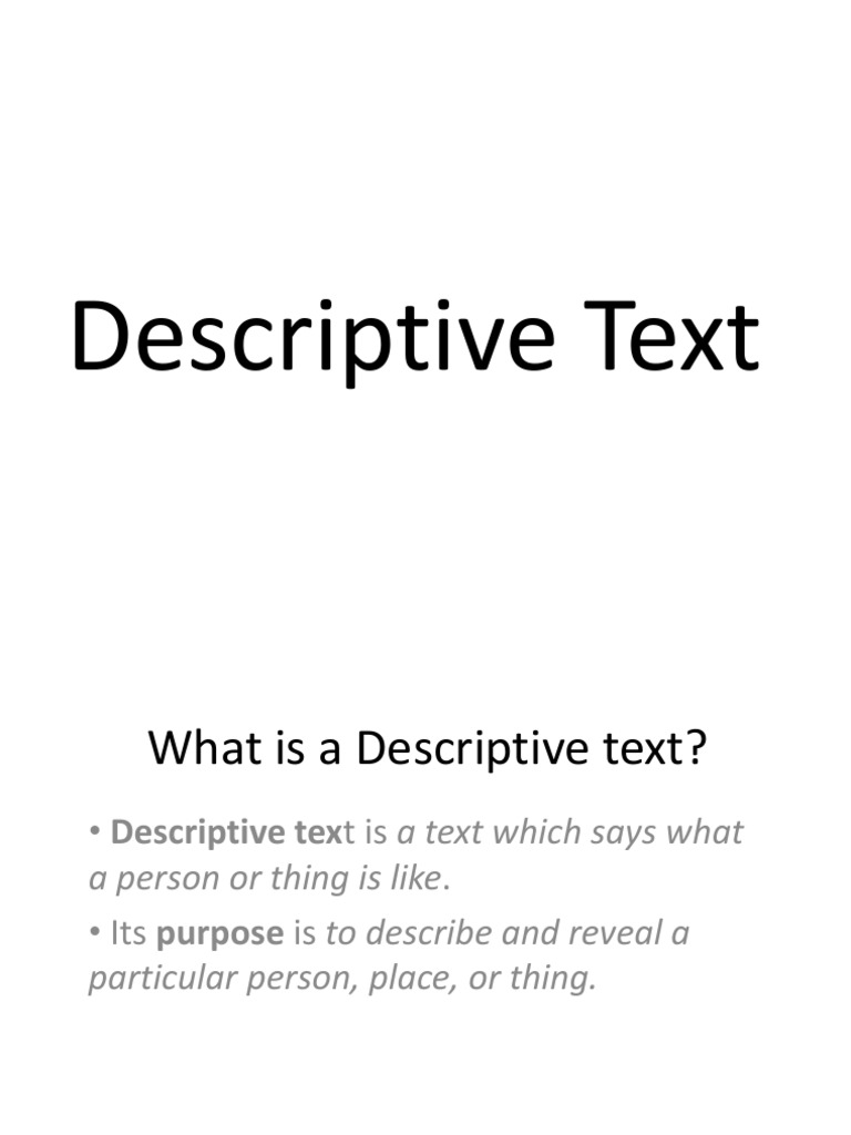Understanding Descriptive Text | PDF | Languages | Language Arts ...