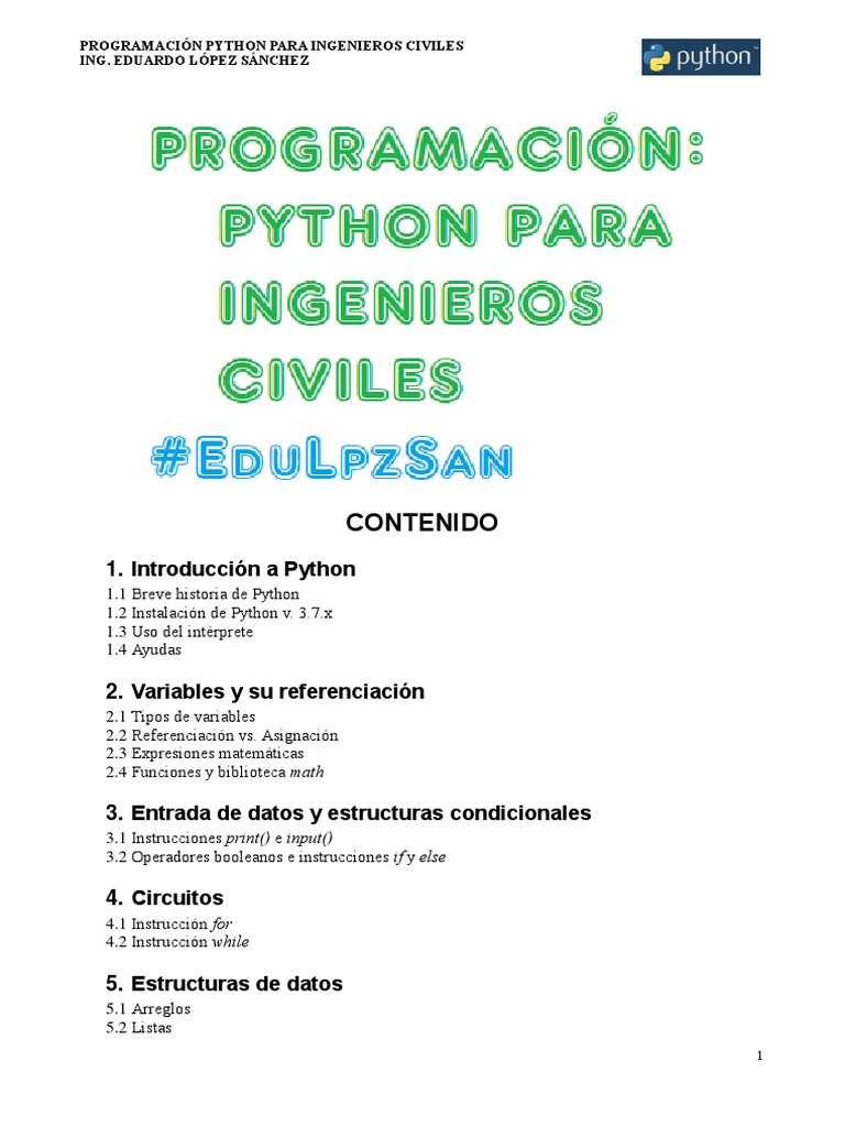 Python para Ingenieros Civiles PDF | PDF | Estructura de datos de ...
