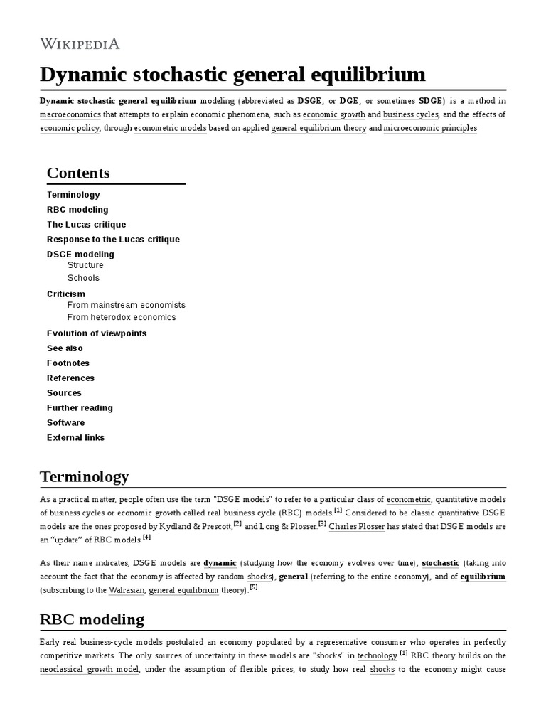 Dynamic Stochastic General Equilibrium | PDF | Macroeconomics | Economics