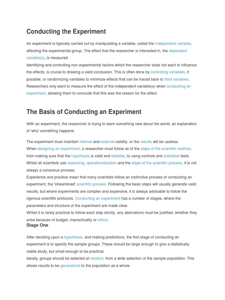 Conducting The Experiment | PDF | Experiment | Scientific Method