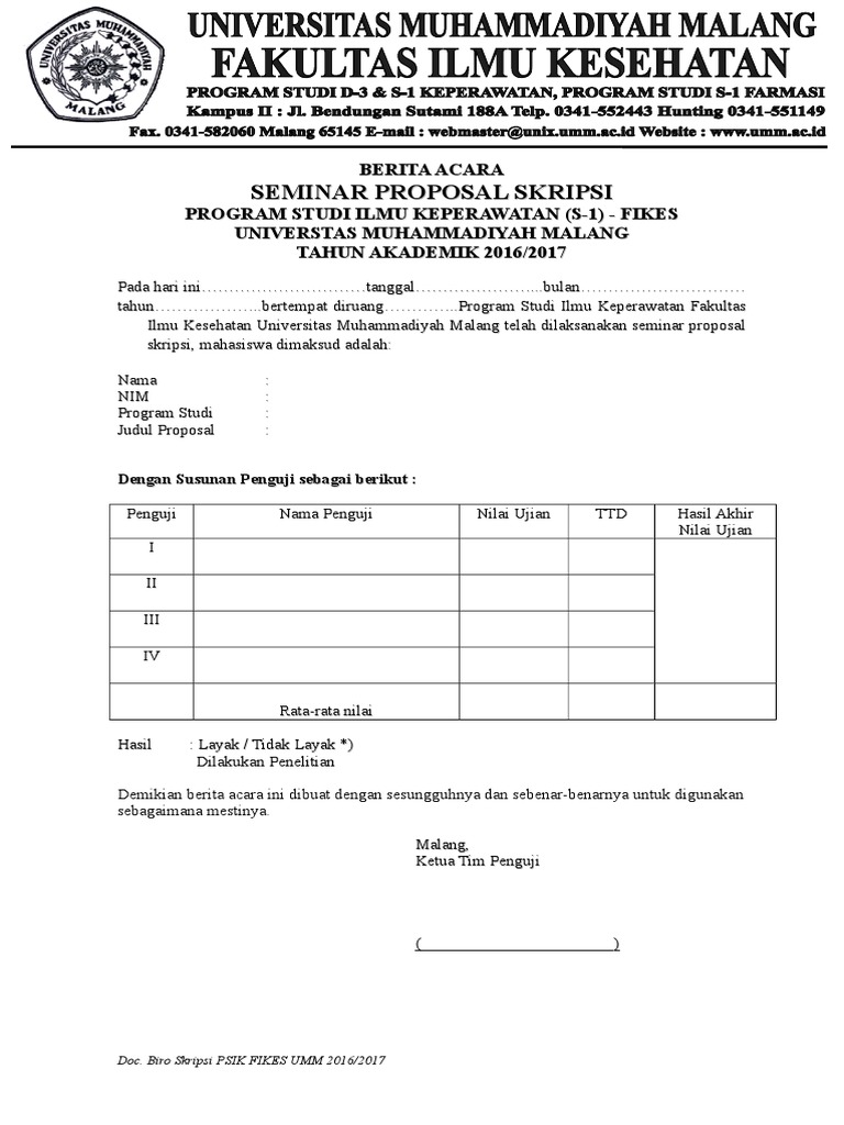 11 Berita Acara, Lembar Penilaian Dan Lembar Revisi Seminar Proposal ... 11 Berita Acara, Lembar Penilaian Dan Lembar Revisi Seminar Proposal ...