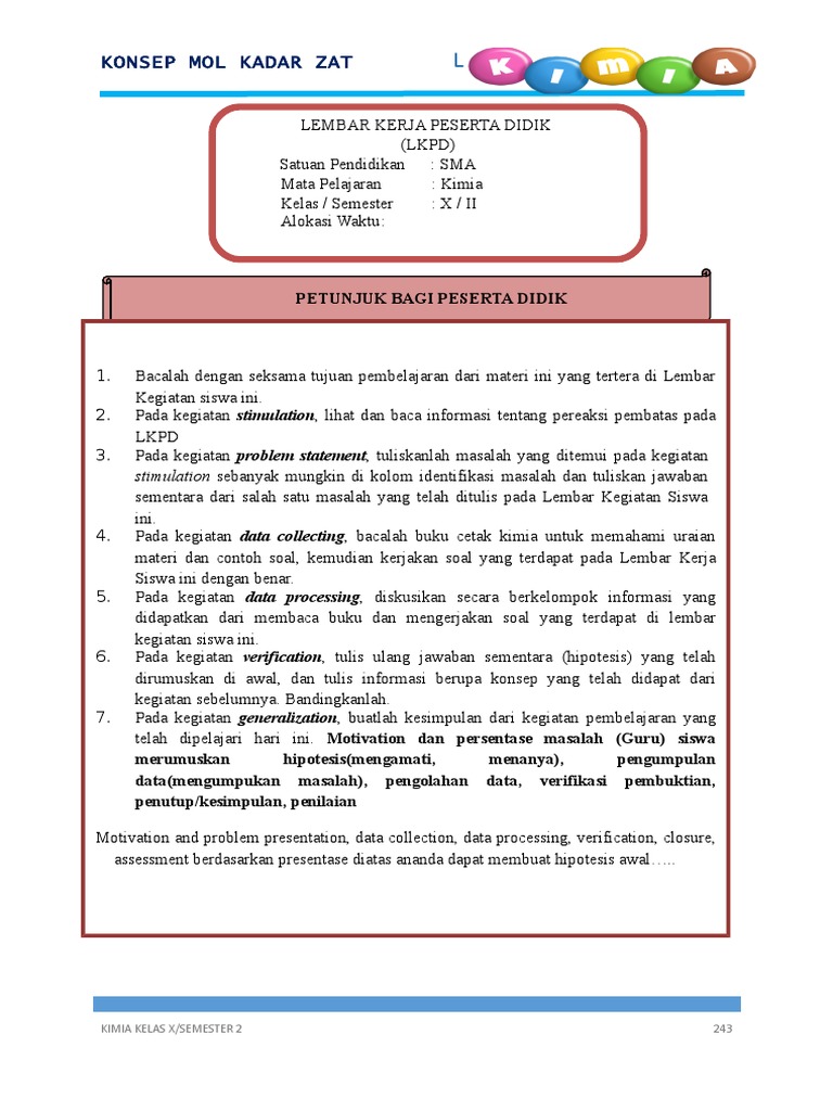LKPD Konsep Mol Fiks | PDF
