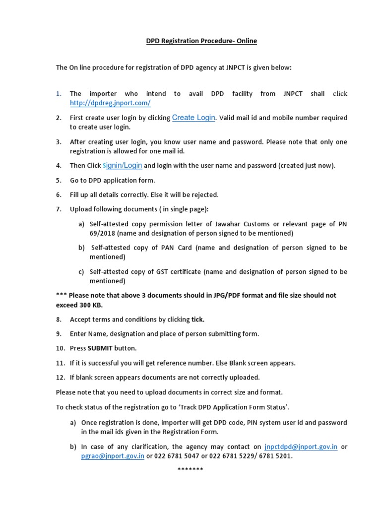 DPD Registration Procedure Online-08-Nov-18!1!2019!01!16 09 40 18 | PDF ...
