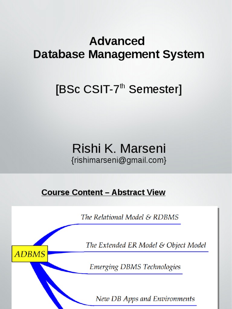 Adbms 1.1234 | PDF | Relational Model | Relational Database