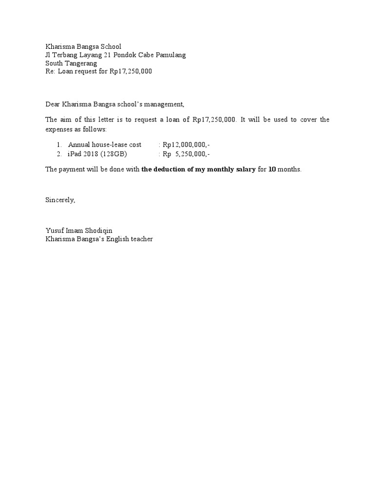 Loan Request Letter PDF | PDF | Loans | Business