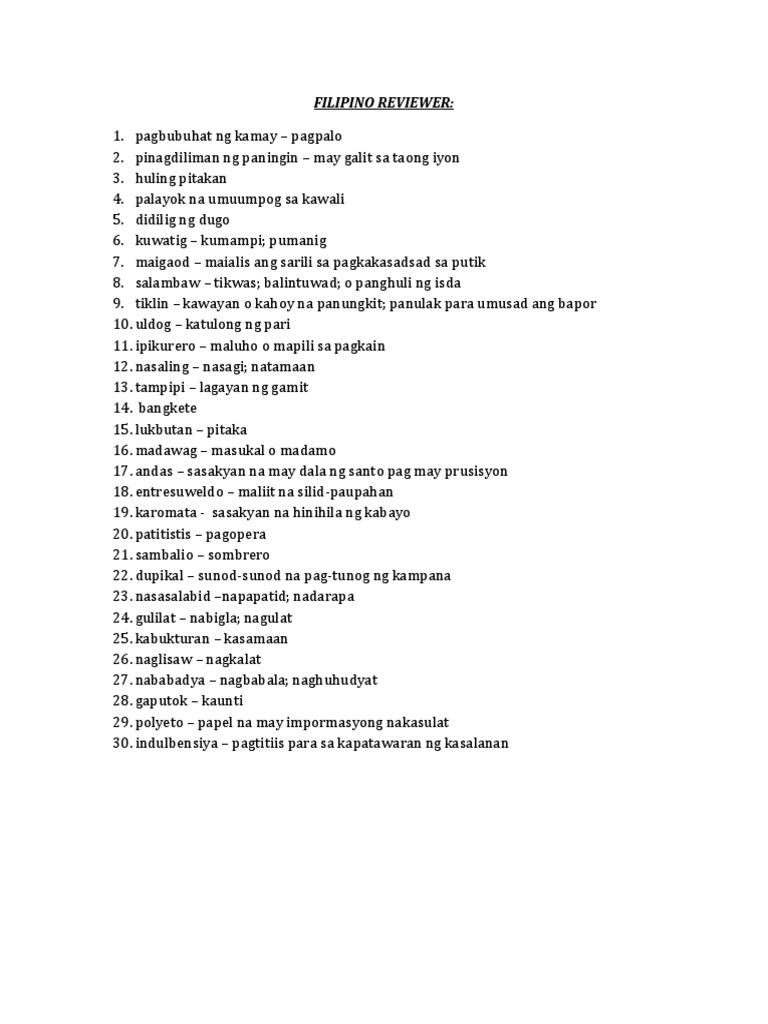 Filipino Reviewer | PDF
