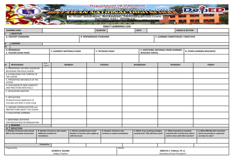 DLL Template A4 Landscape | PDF | Teachers | Applied Psychology