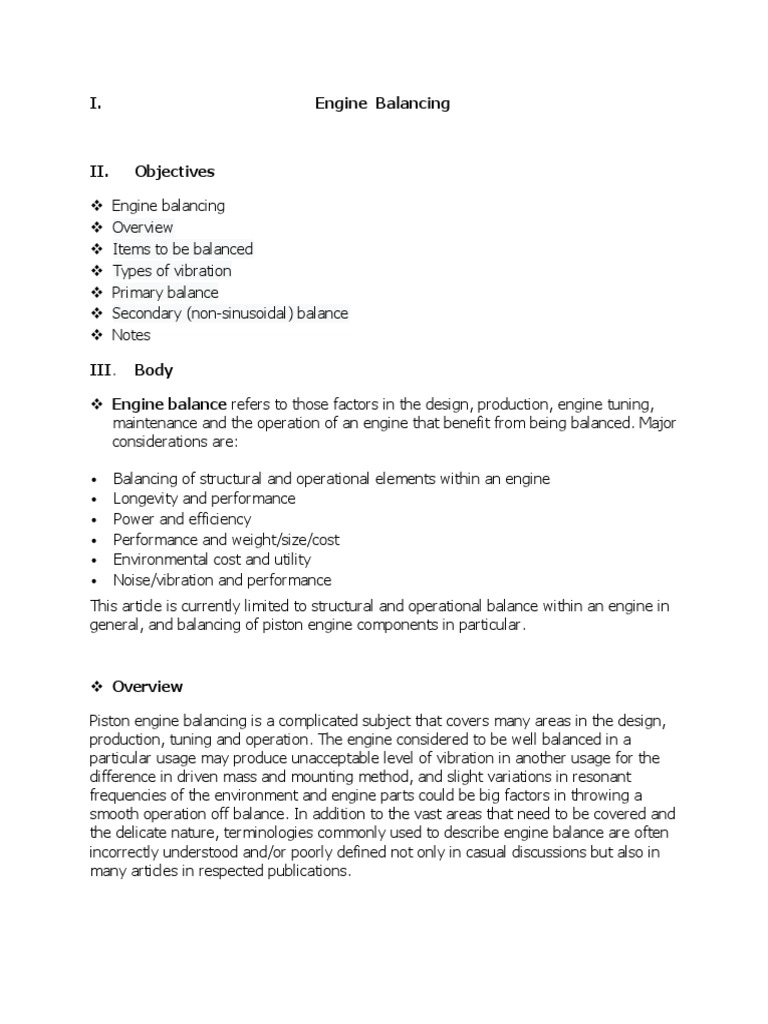 I. Engine Balancing | Download Free PDF | Internal Combustion Engine ...