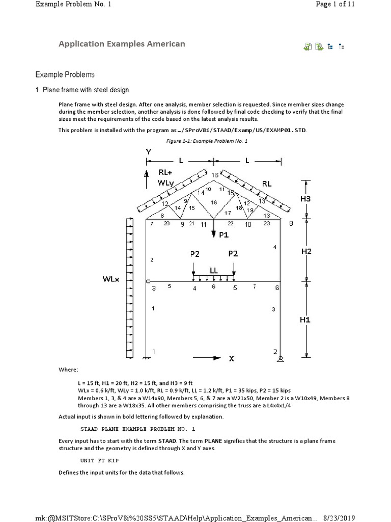 Plane Frame With Steel Design - Staad Pro | PDF | Parameter (Computer ...