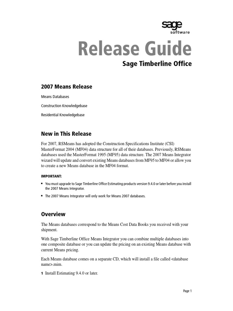 Release Guide: Sage Timberline Office | PDF | Hvac | Databases