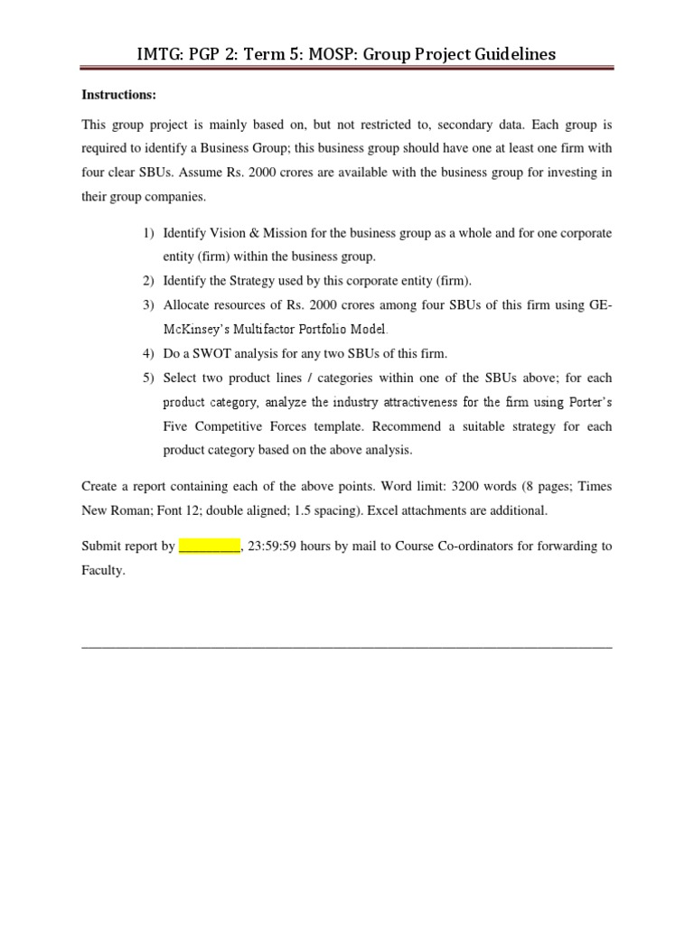 MOSP Group Project Guidelines | PDF