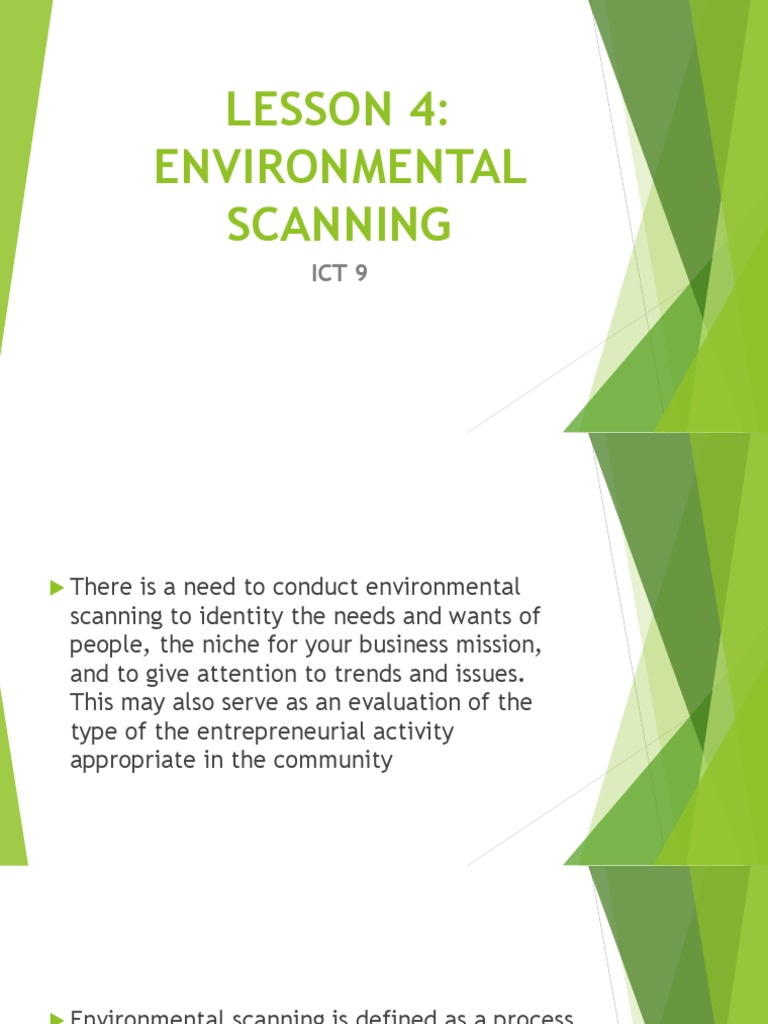 Lesson 4 Environmental Scanning | PDF | Swot Analysis | Business