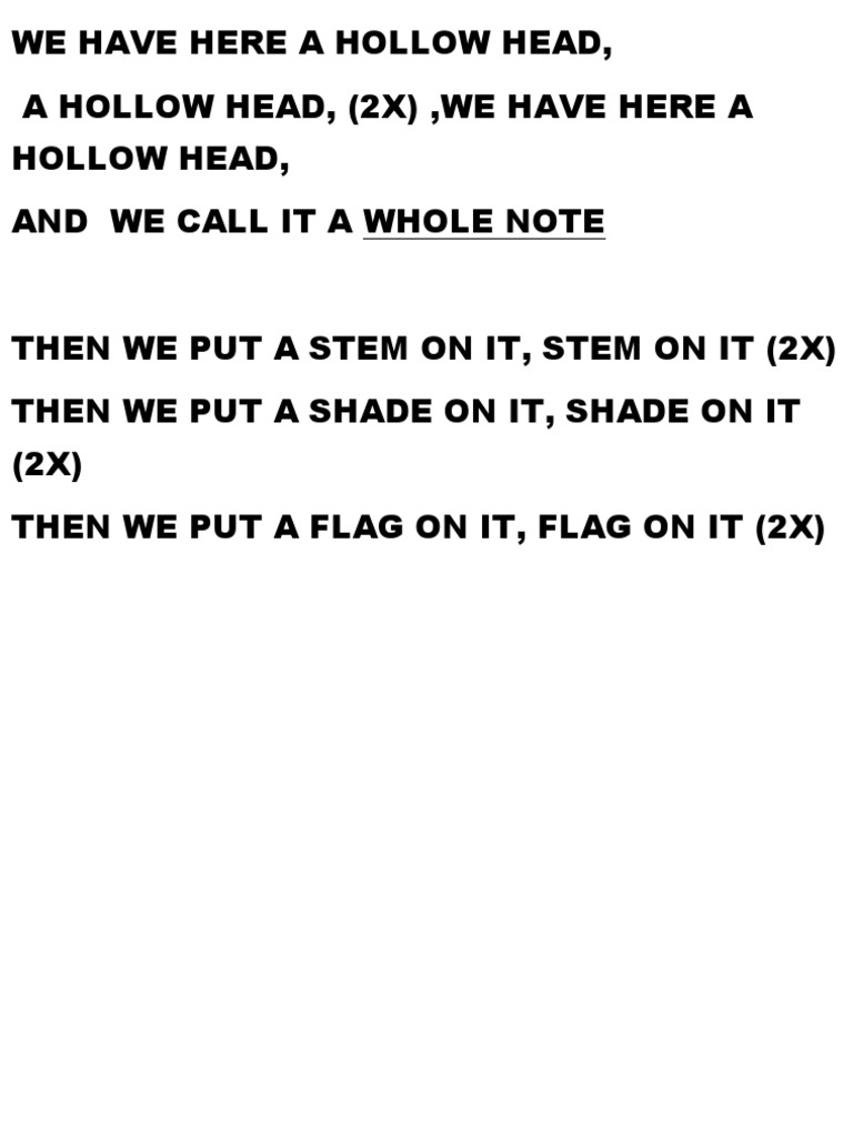 We Have Here A Hollow Head, A Hollow Head, (2X), We Have Here A Hollow ...