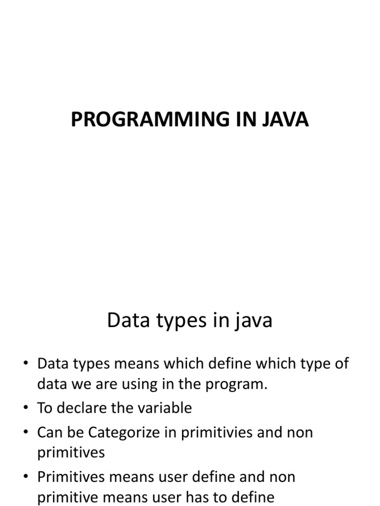 Datatypes In Java Pdf