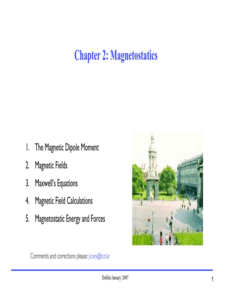 Chapter 2: Magnetostatics | PDF | Magnetization | Magnetic Field