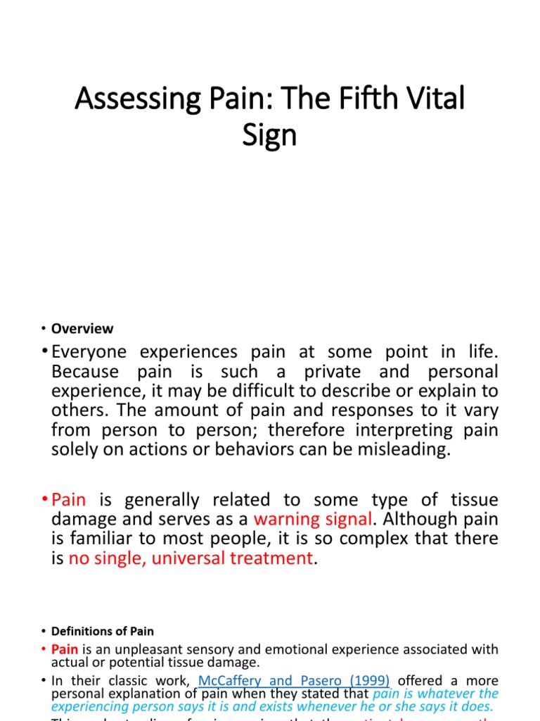 Assessing Pain: The Fifth Vital Sign | PDF | Pain | Inflammation