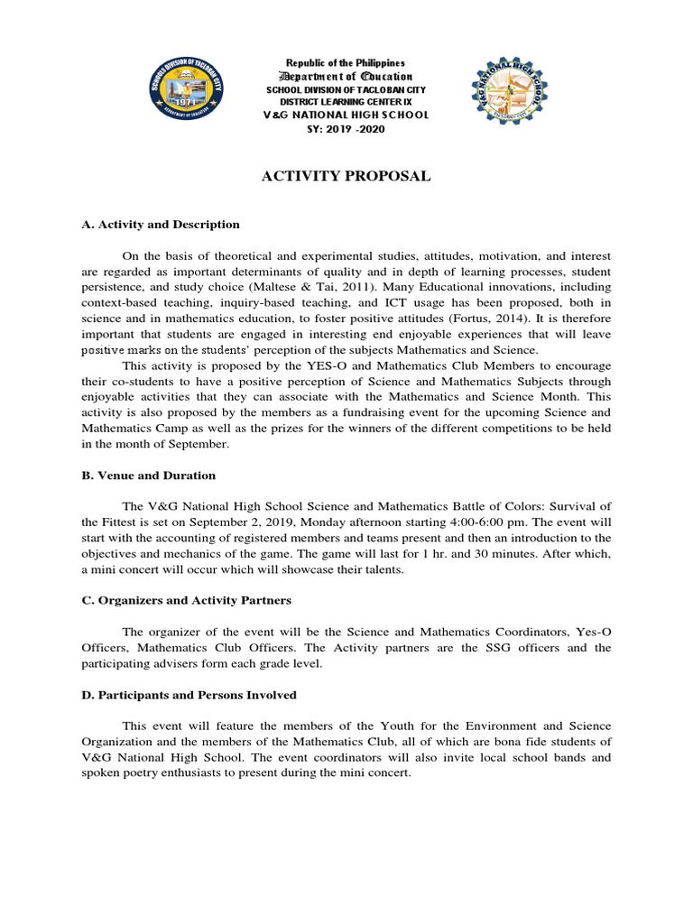 Activity Proposal: A. Activity and Description | PDF | Science ...