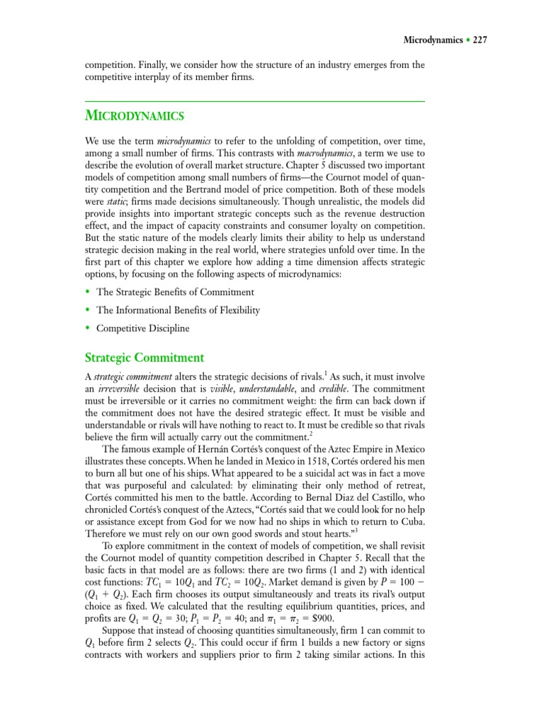 Icrodynamics: Strategic Commitment | PDF | Economic Equilibrium ...